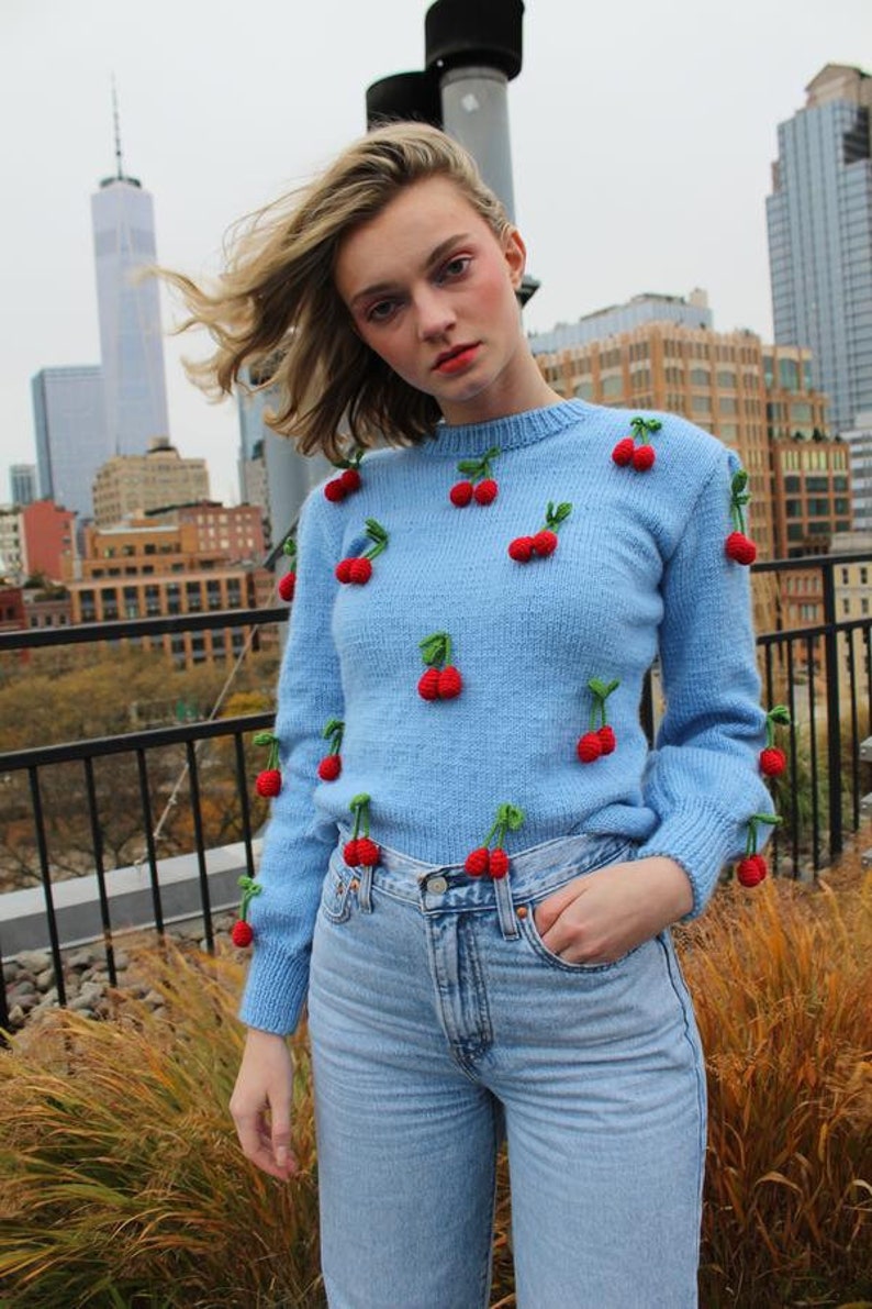 Cherries Knit Sweater - Etsy