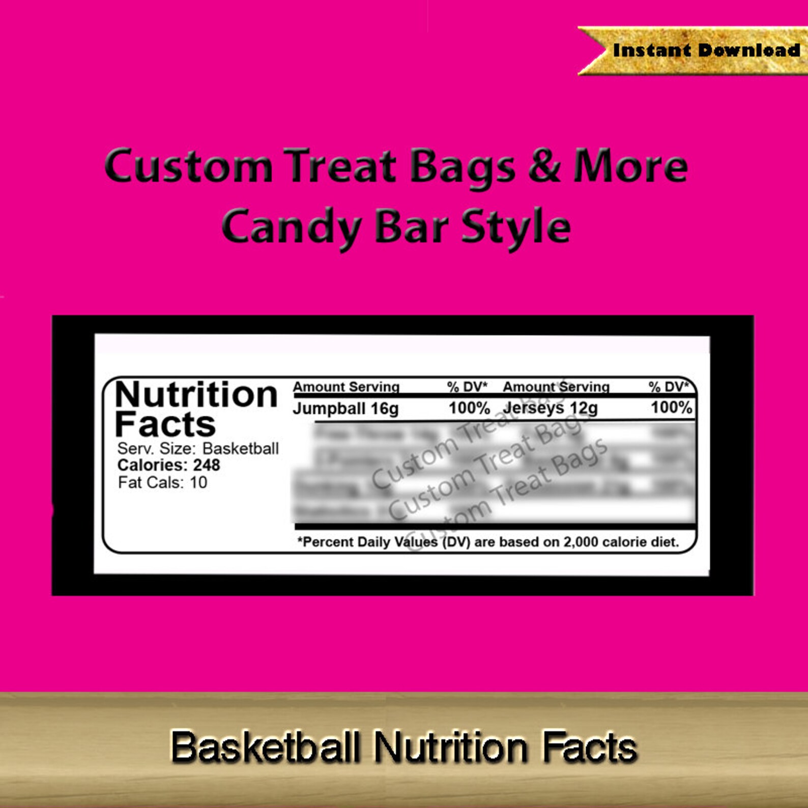 Basketball Nutrition Facts Label: for Custom Candy Bar Wrapper /water ...
