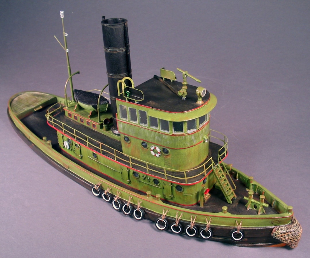HO 1:87 Scale 92' Steam Railroad Tugboat Kit Waterline Hull for Model ...