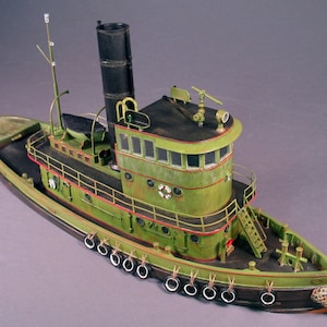 HO 1:87 Scale 92' Steam Railroad Tugboat Kit Waterline Hull for Model ...