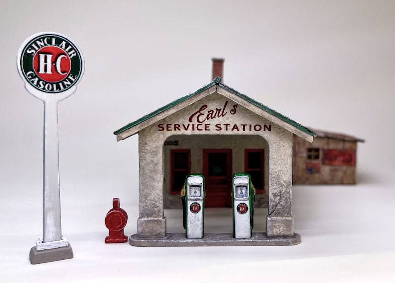 HO 1:87 Scale Earl's Service Station Kit for Diorama, Model Railroading ...