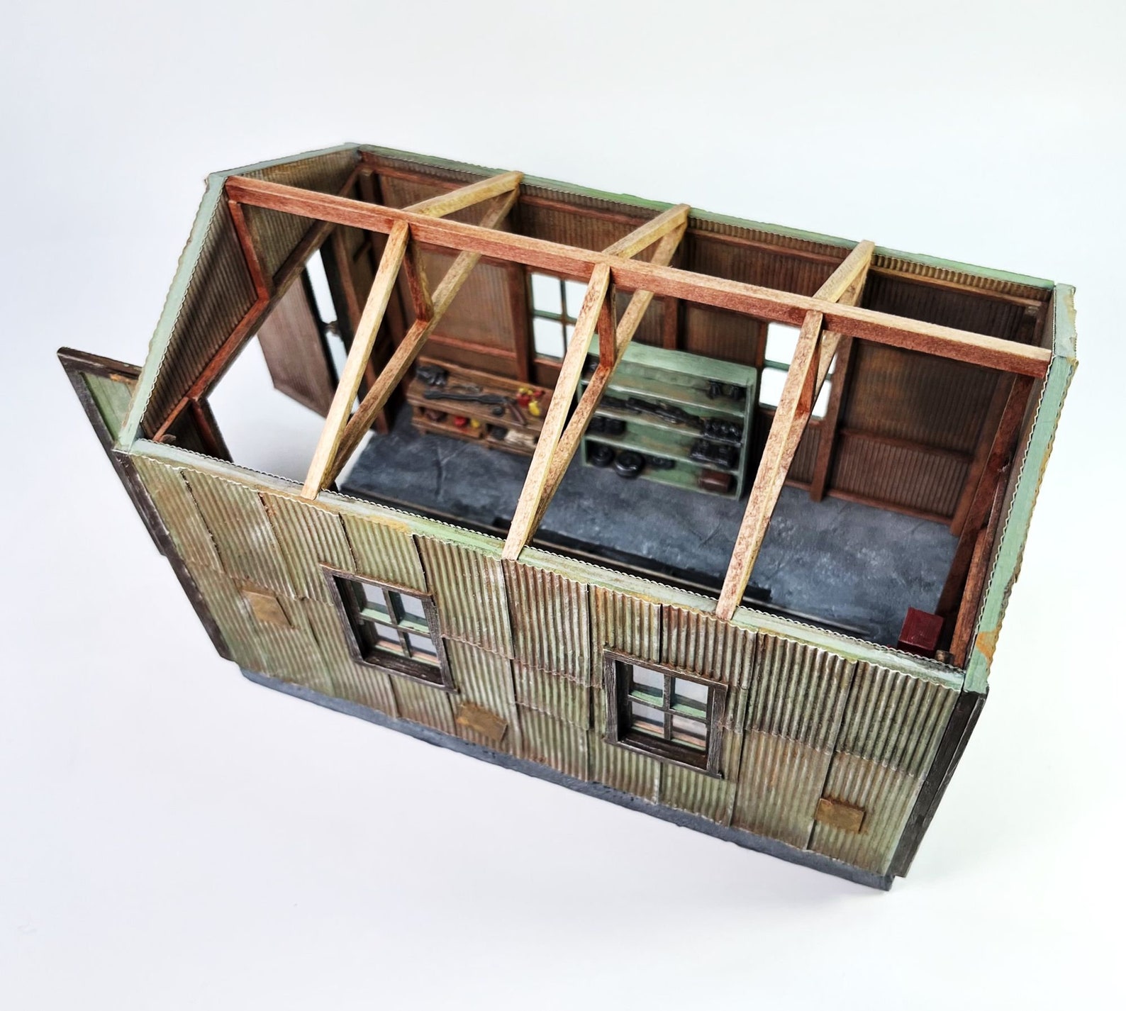 O/on30 1:48 Scale Single Stall Engine House Model Kit for Diorama ...