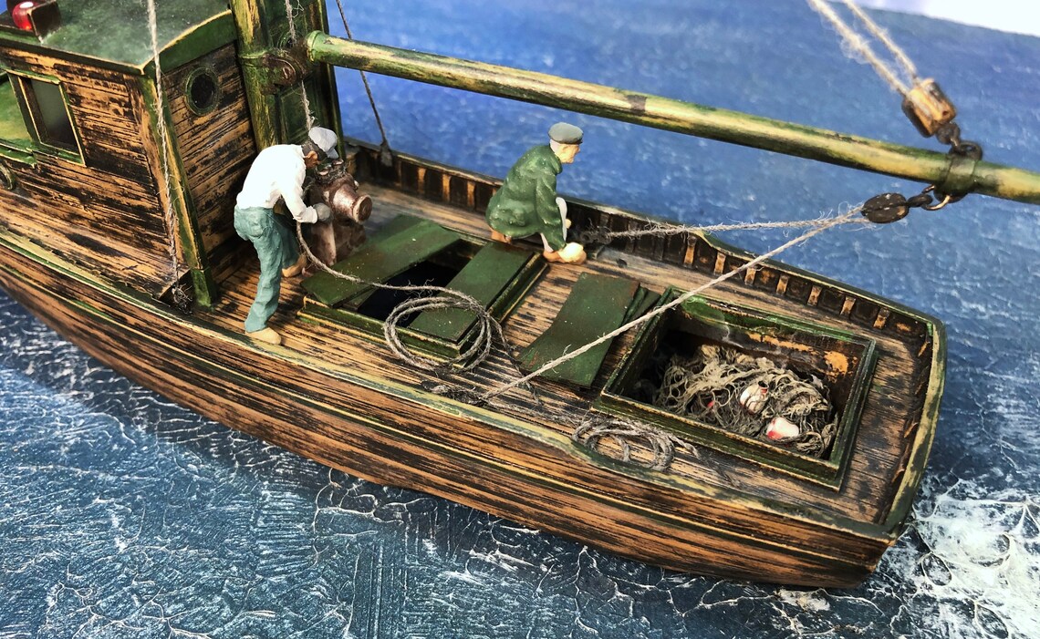 O/on30 1:48 Scale Combination Fishing Boat Kit for Diorama, Model ...