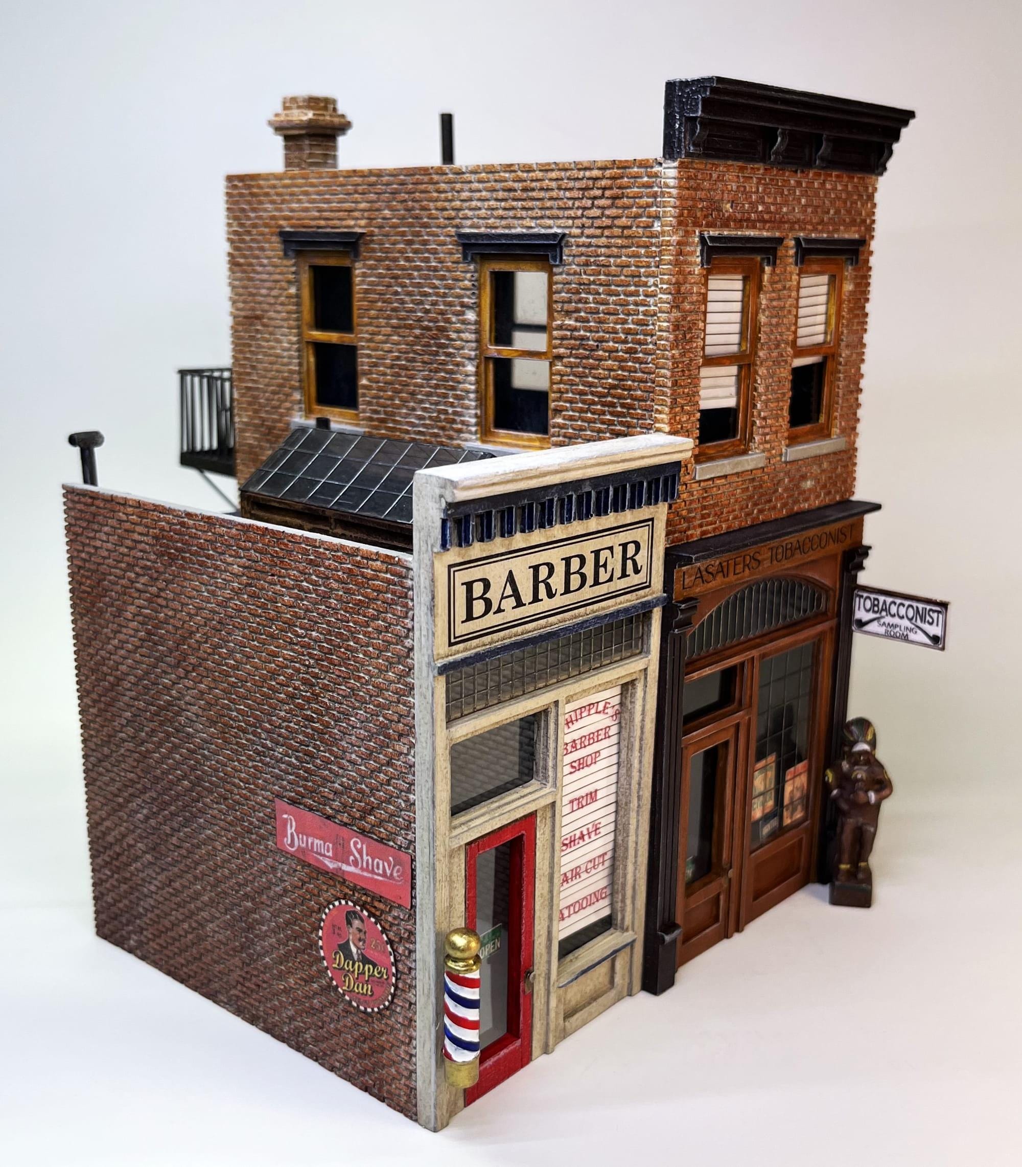 O/on30 1:48 Scale Downtown Barber/tobacconist Shops Model Kit for ...