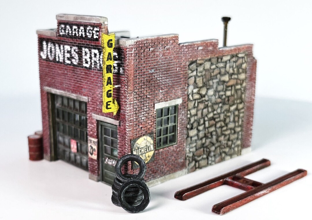 HO 1:87 Scale Jones Brothers Garage Building Kit for Diorama, Model ...