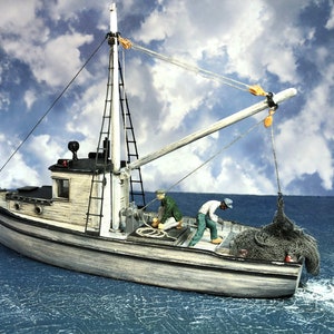 O/on30 1:48 Scale Combination Fishing Boat Kit for Diorama, Model ...