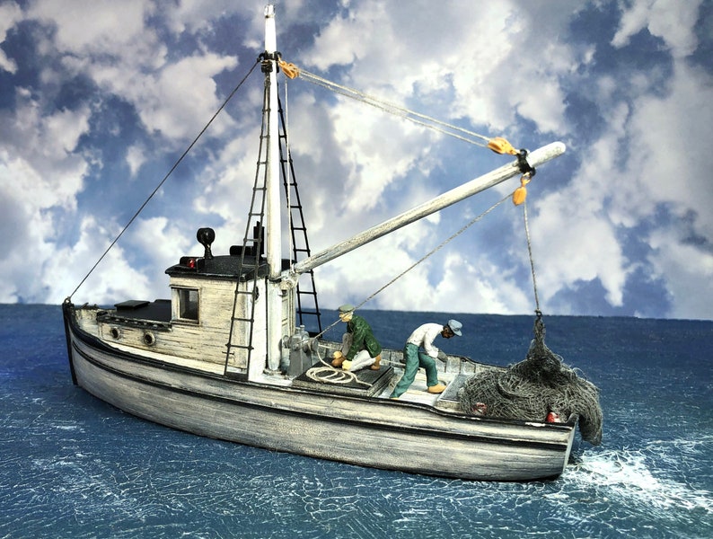 O/on30 1:48 Scale Combination Fishing Boat Kit for Diorama, Model ...