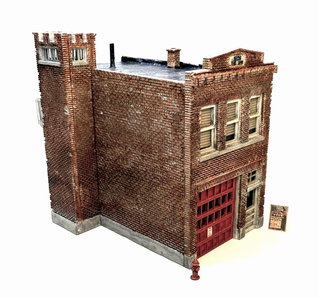 HO 1:87 Scale Brick Fire House Kit for Diorama, Model Railroading ...