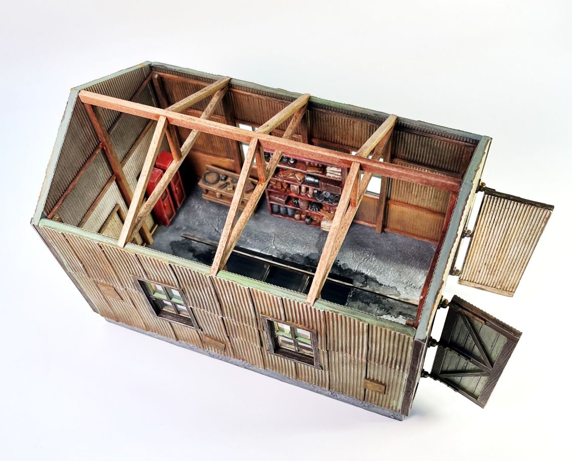 O/on30 1:48 Scale Single Stall Engine House Model Kit for Diorama ...