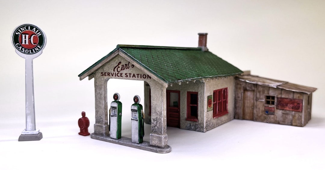 HO 1:87 Scale Earl's Service Station Kit for Diorama, Model Railroading ...