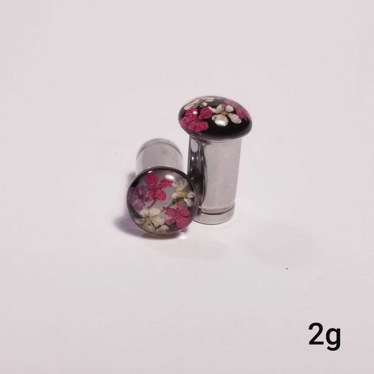 Plugs Deep RED and WHITE Real Dried FLOWERS Handmade Gauges 4g | Etsy