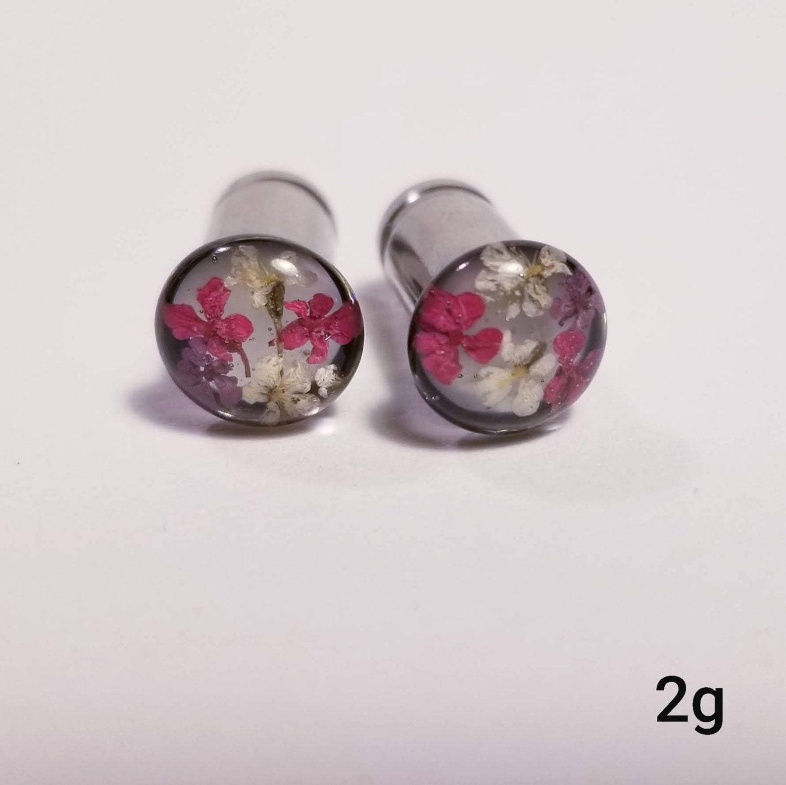 Plugs Deep RED and WHITE Real Dried FLOWERS Handmade Gauges 4g | Etsy