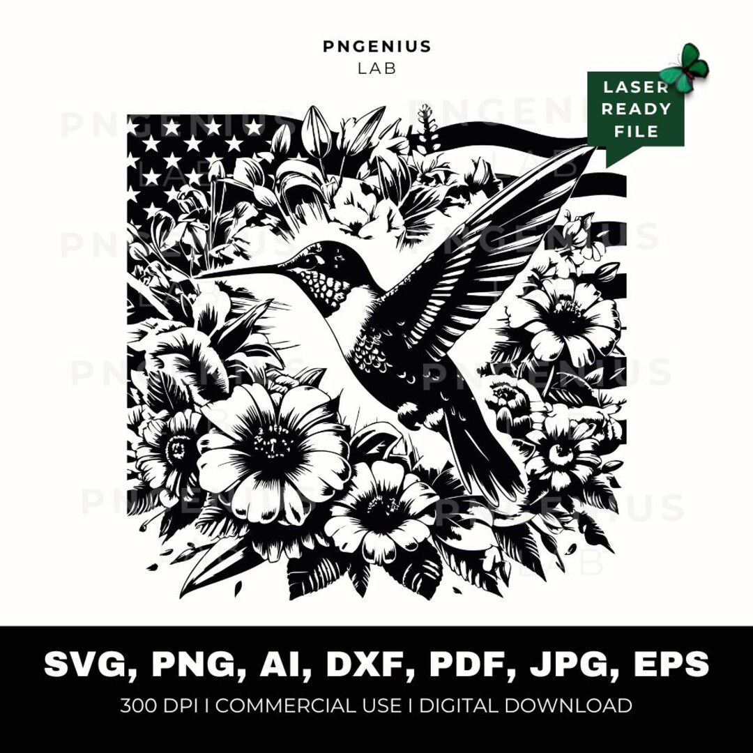 USA Flag Colibri PNG, SVG, Ai, American Flag Colibri Laser Cut File ...
