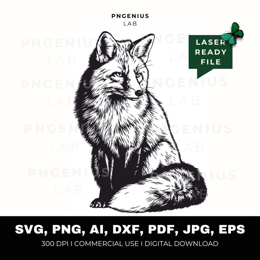 Fox Vector PNG, SVG, Ai, DXF, Fox Laser Cut File, Fox Cricut Cutting ...