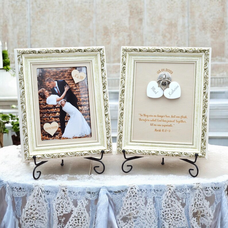 Vintage Green Frame Wedding Love Lock Ceremony Set With White Padlocks ...