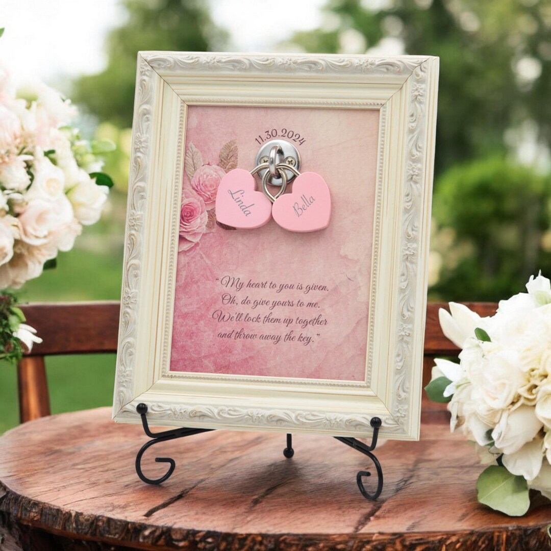 Pink Unity Lock Ceremony Set With White Rustic Frame - Lesbian Wedding ...