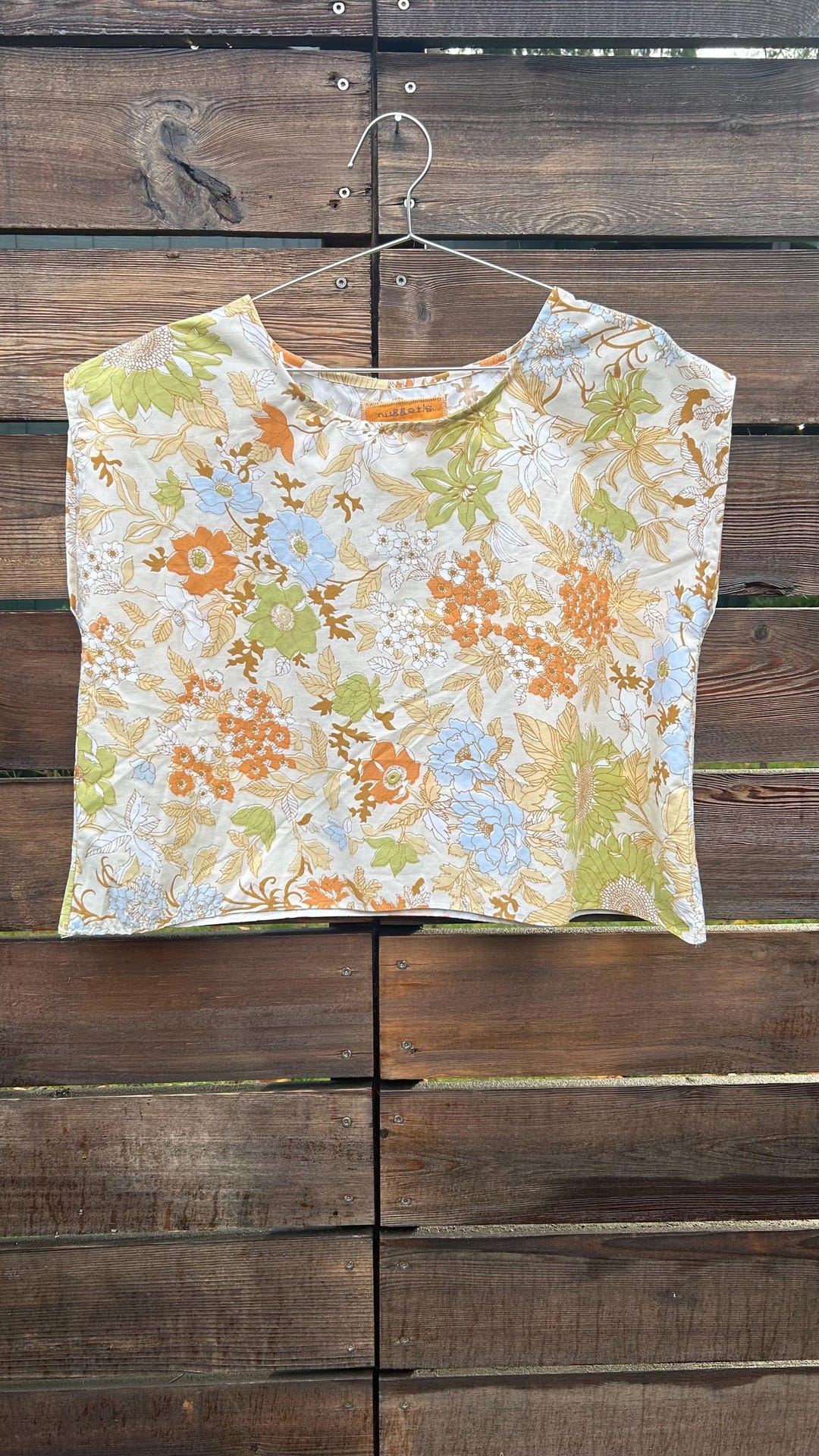 Handmade Boxy Crop Top Thrifted Vintage Fabric Retro Upcycled Floral - Etsy