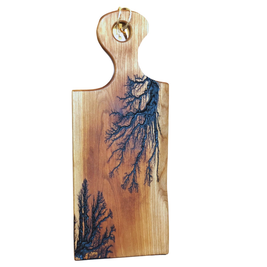 Electrified Cherry Charcuterie Board – Lichtenberg Wood Art, Paddle ...