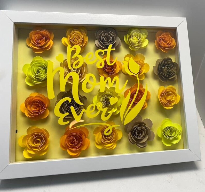 Mother's Day Floral Shadow Box, Best Mom Ever, Yellow Roses, Handmade ...