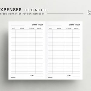 Expense Tracker Field Notes Planner Insert, Income and Expense Tracker ...