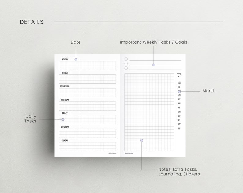 Weekly Field Notes TN Planner Insert, Undated Week, Weekly Journal ...