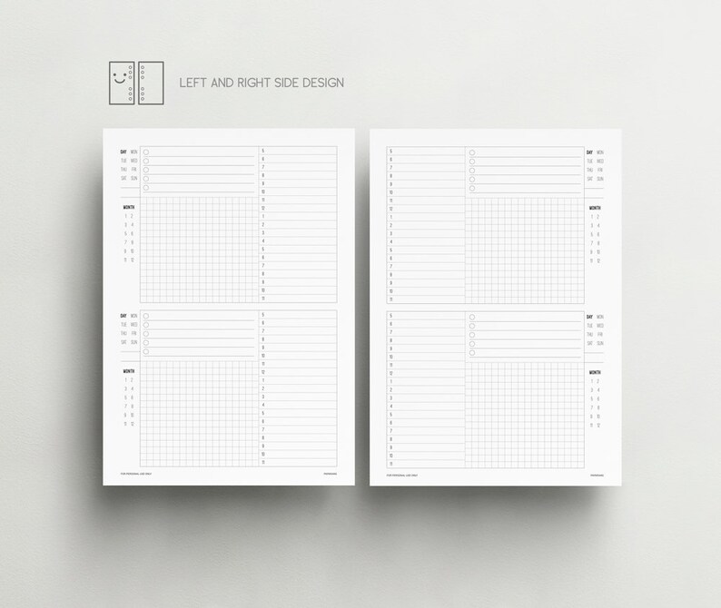 2 Days on 1 Page |A4, Letter, A5 and Half Size| Printable Daily ...