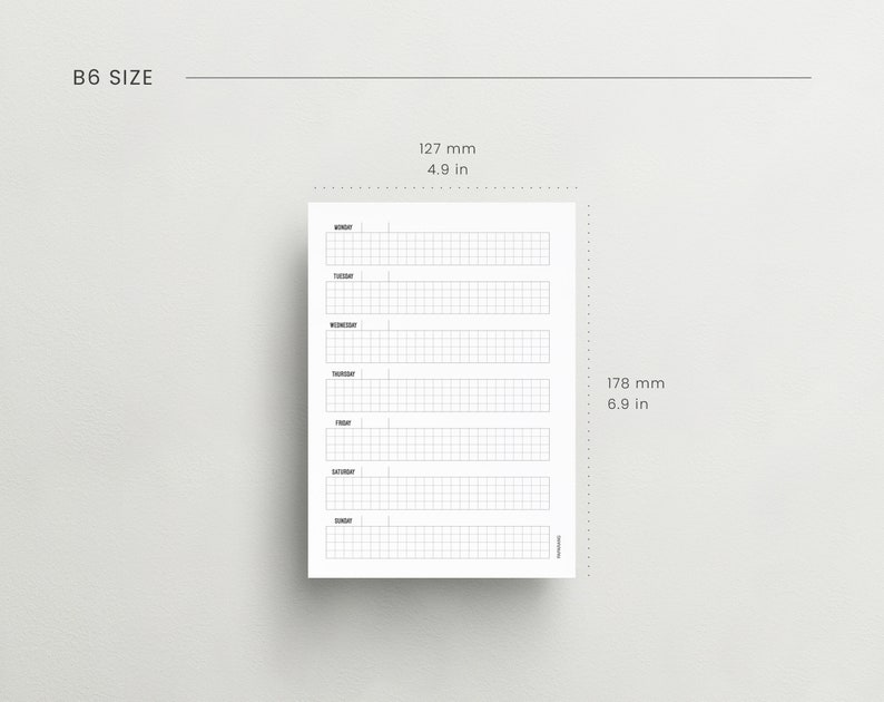 Weekly B6 Planner Insert, Undated Week, Weekly Journal Pages, Agenda ...