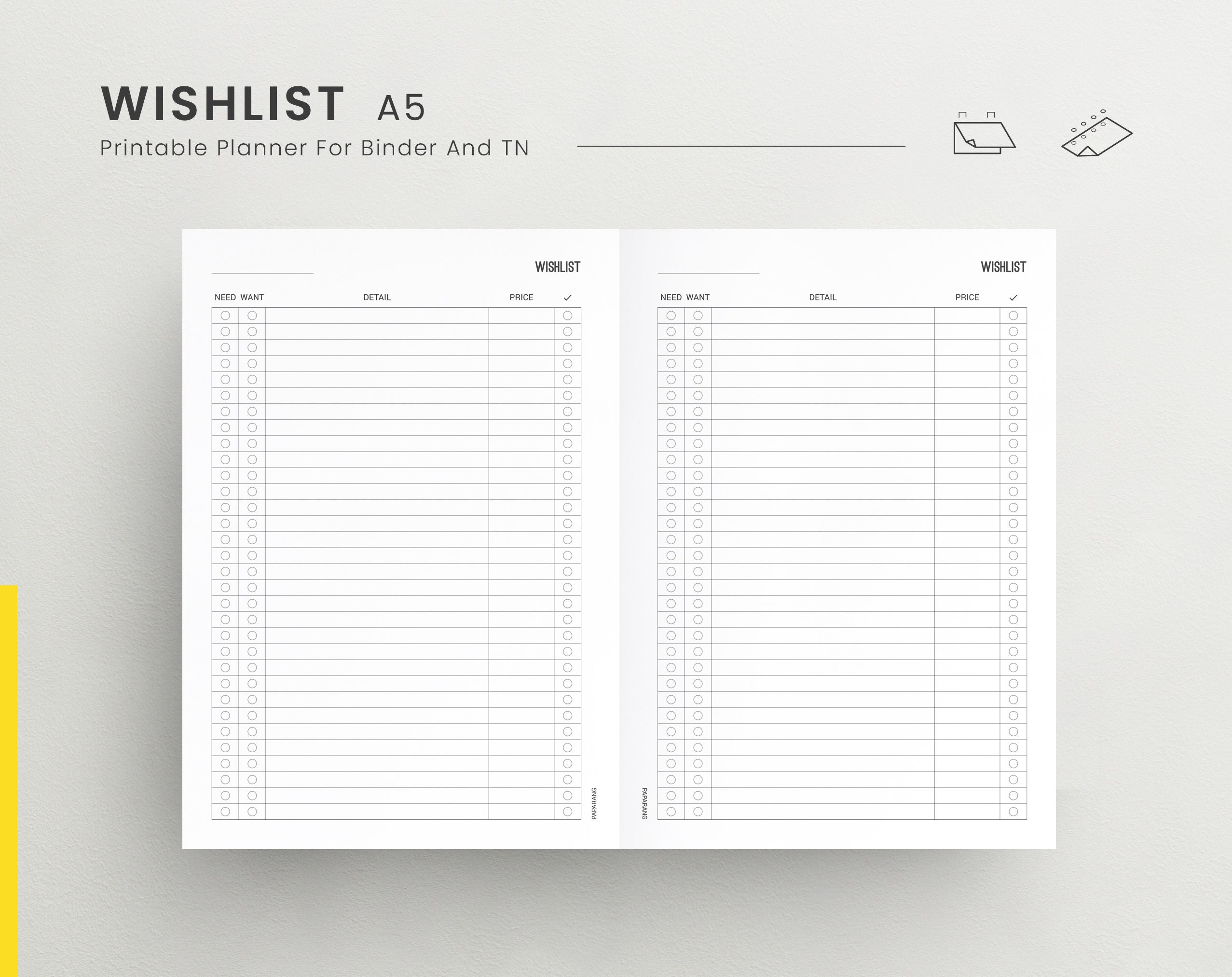 Wishlist A5 Planner Insert, Checklist Tracker Page, Shooping List, My ...