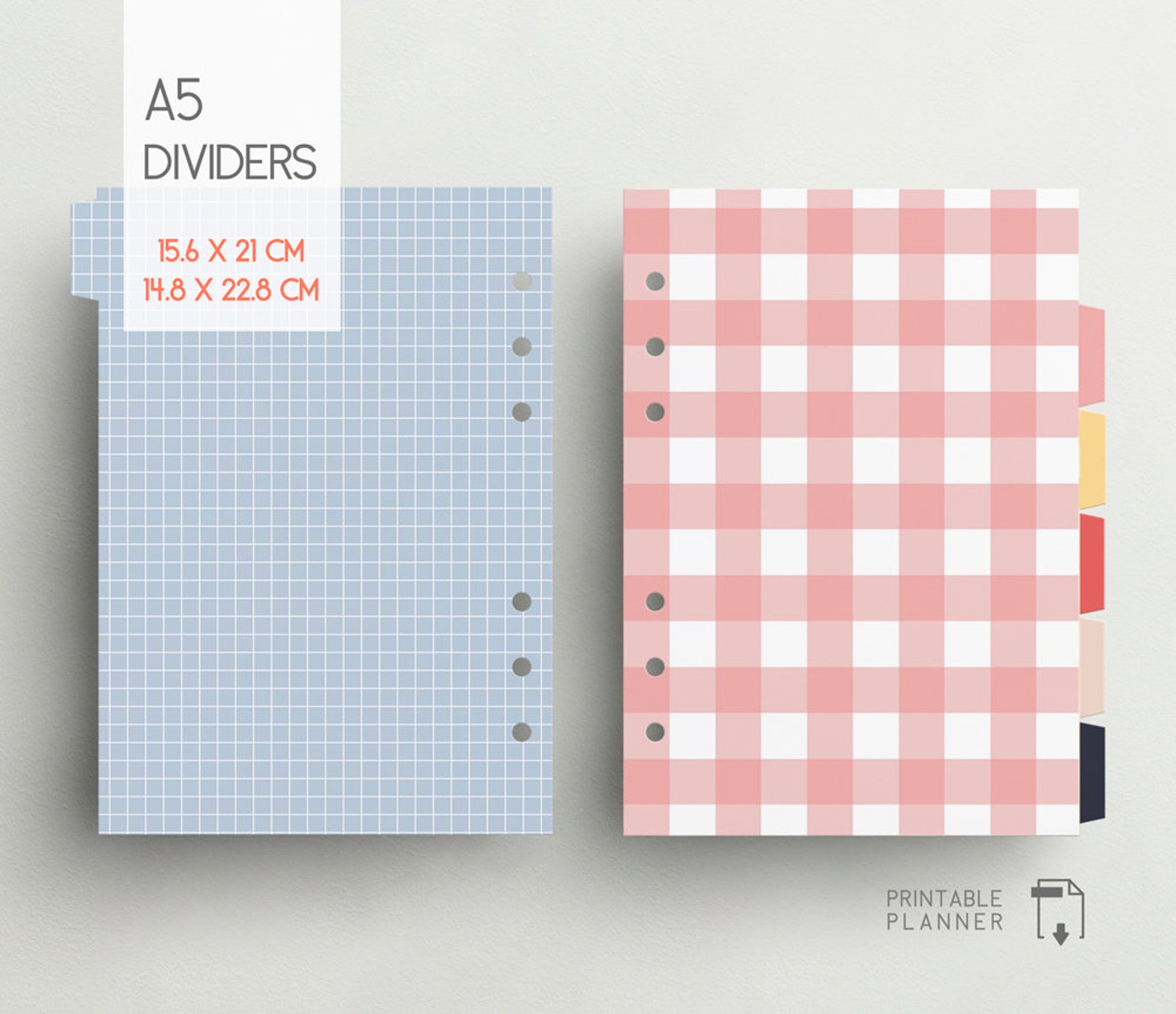 Binder Dividers |A5 Size| Set of 6 Dividers - Grid and Plaid Pattern ...