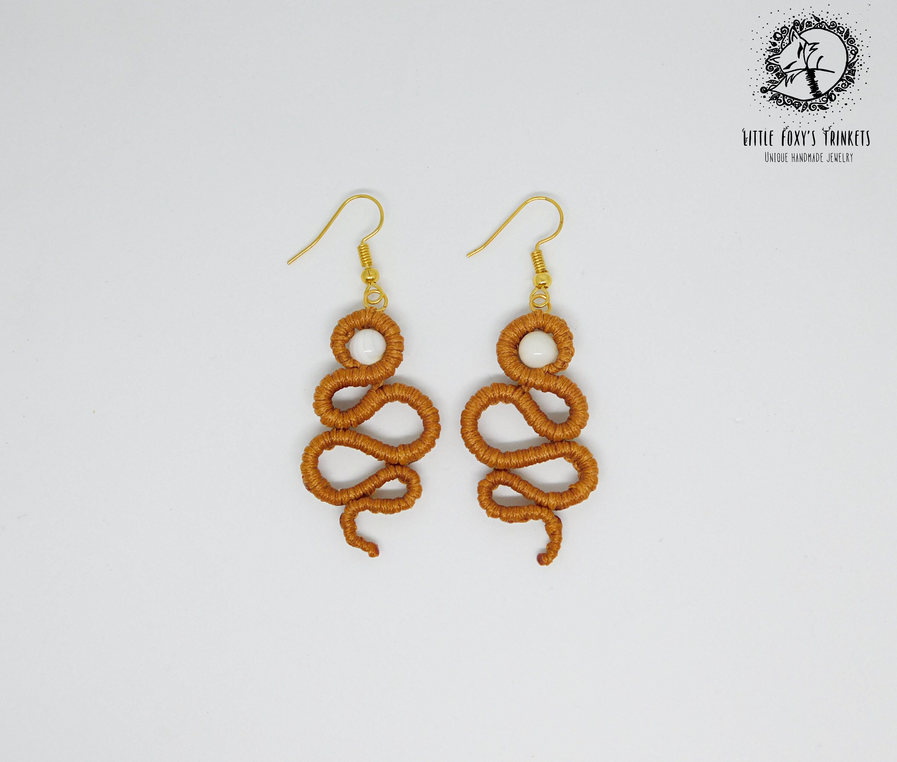 Macrame Snake Earrings With Gemstones Beaded Small Snake - Etsy