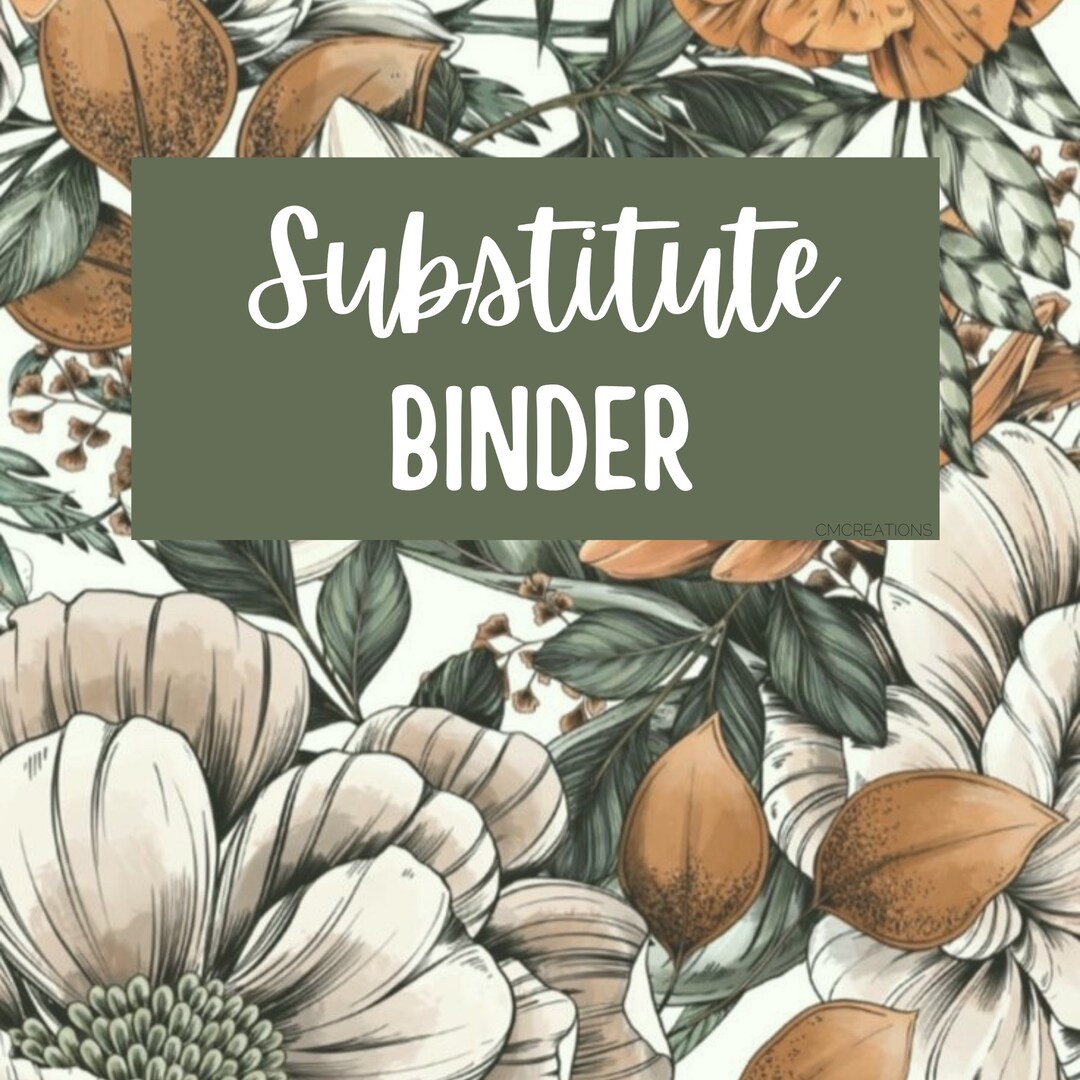 Substitute Binder PDF - Green Floral - Etsy