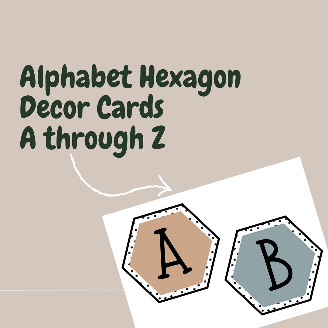Alphabet Hexagon Decor| Boho Colors | A Through Z - Etsy