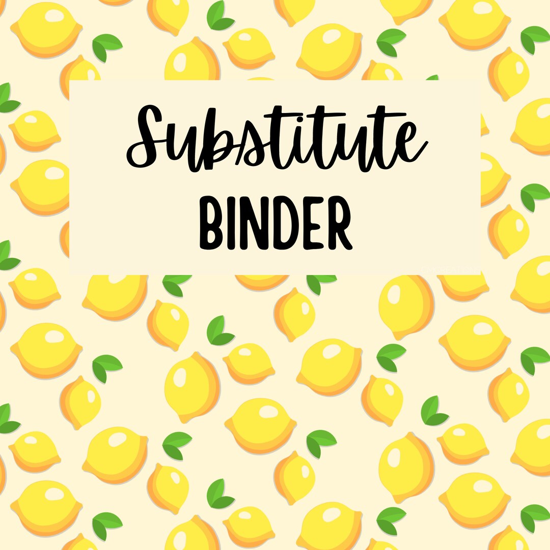 Substitute Binder PDF - Lemons Background - Etsy