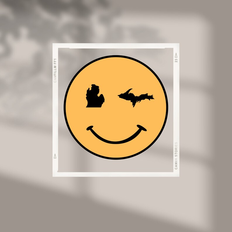 Michigan Smiley Sticker | Smiley Sticker | Laptop Stickers | Water ...