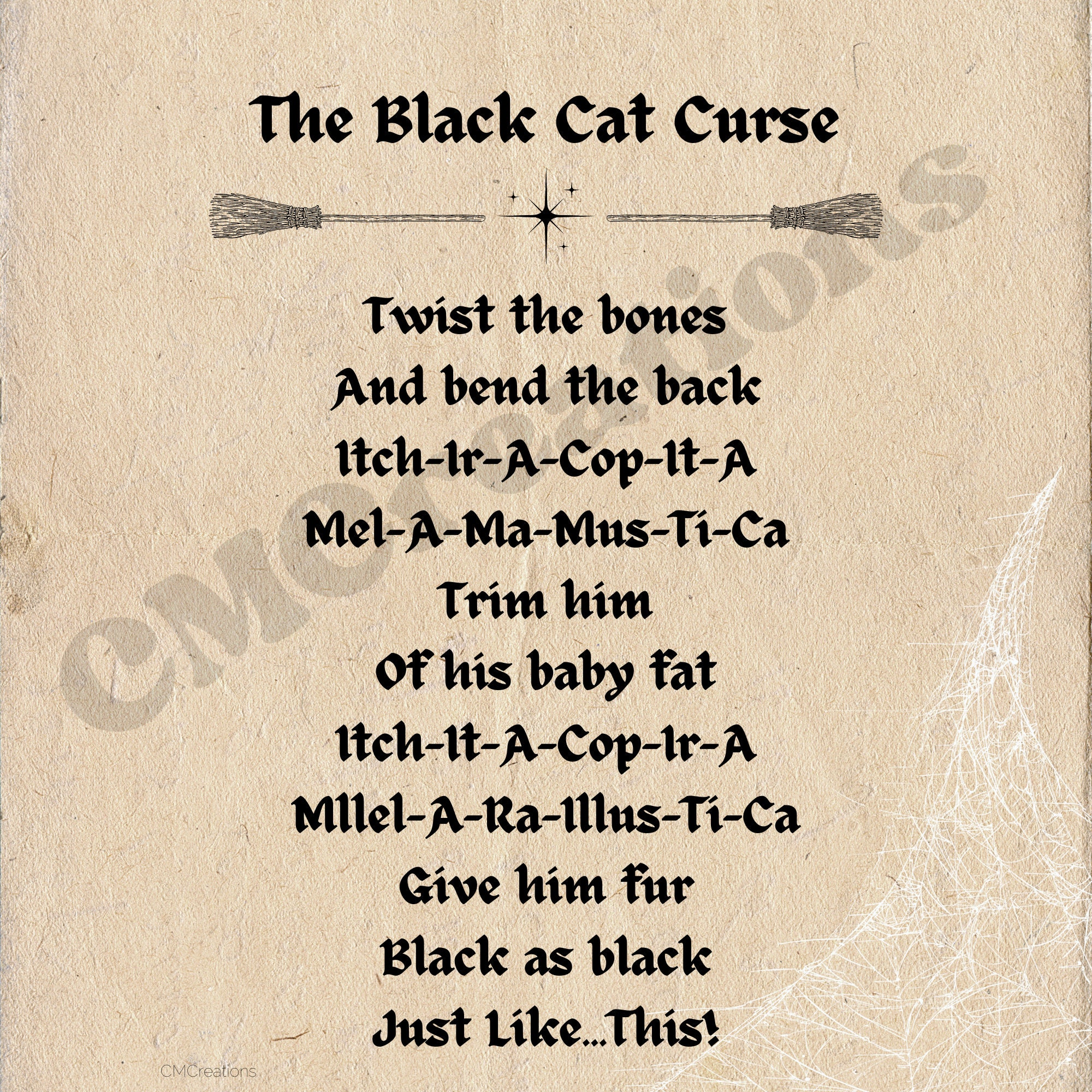Hocus Pocus the Black Cat Curse Print - Etsy