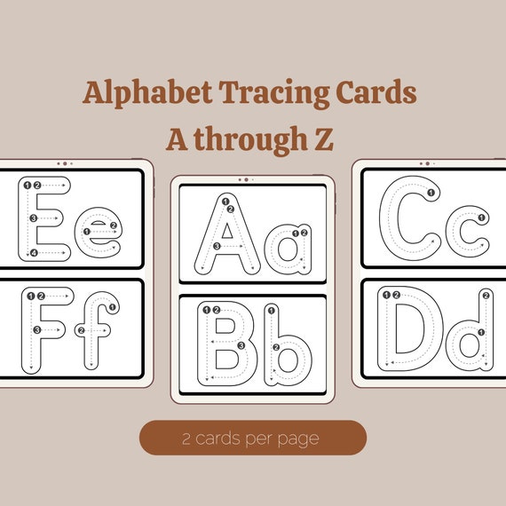 Alphabet Tracing Cards Uppercase and Lowercase A Through Z - Etsy