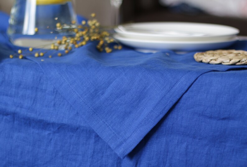 Royal Blue Table Setting, Linen Table Clothes, Blue Wedding Table Cloth ...