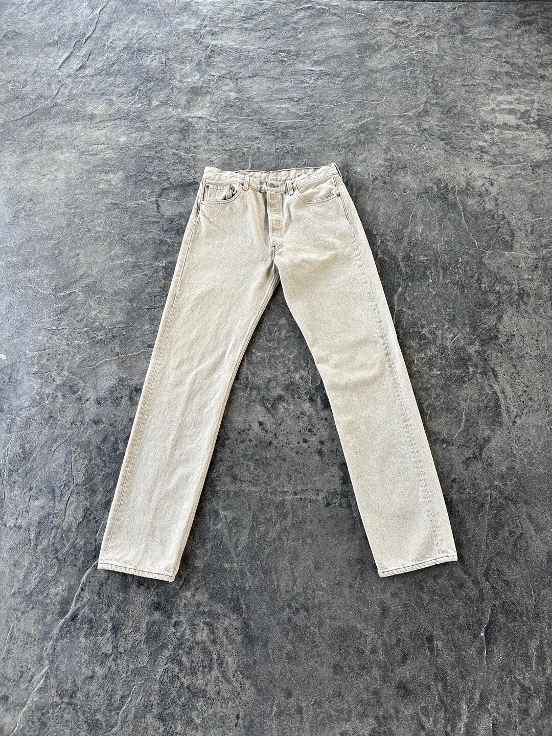 Levi’s 501 Straight Leg Button Fly Jeans Tan Beige 90s Vintage 33 X 35 ...