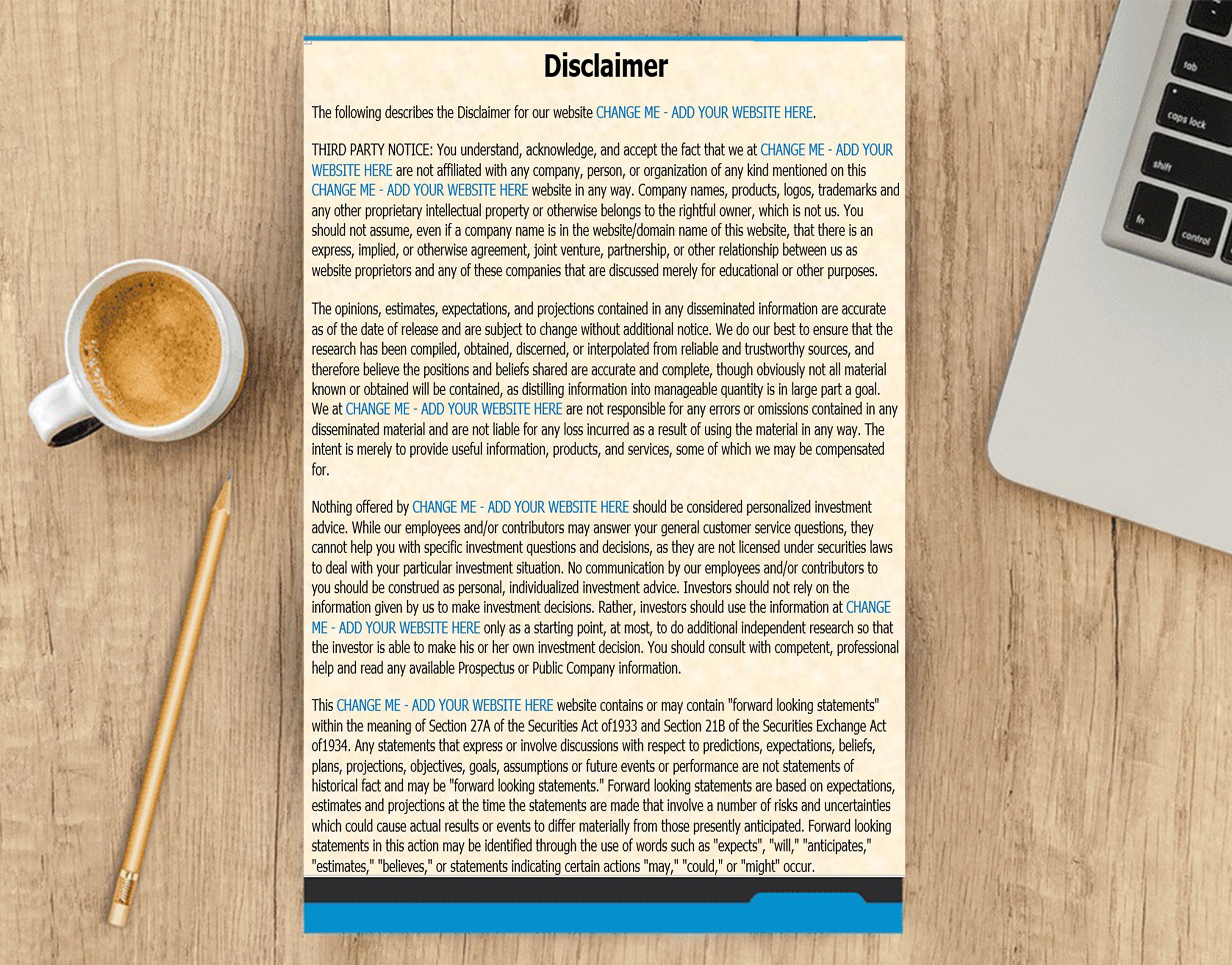 Earnings Disclaimer Digital Printable Template Done for You ...