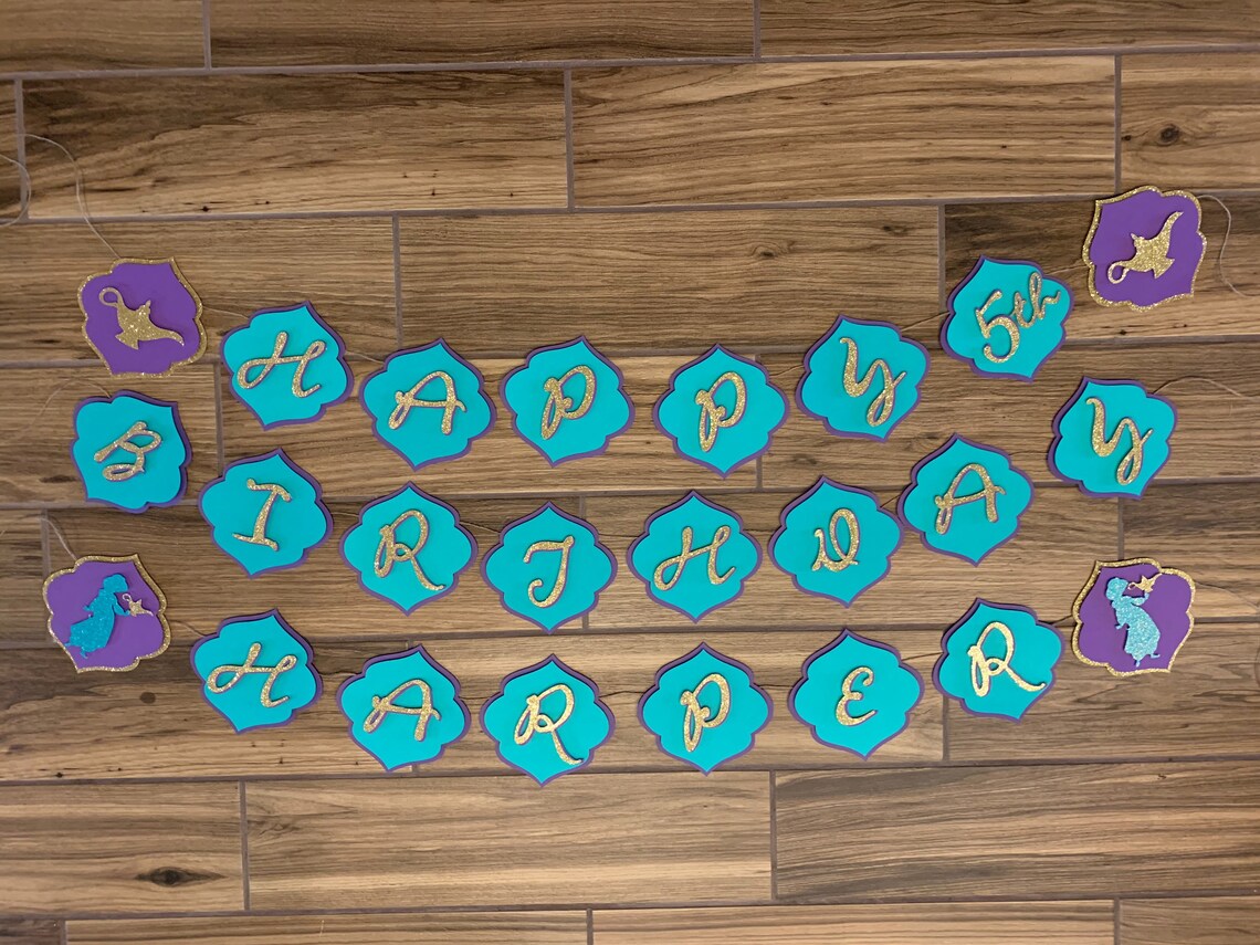 Princess Jasmine Birthday Banner: Aladdin Party Decor - Etsy
