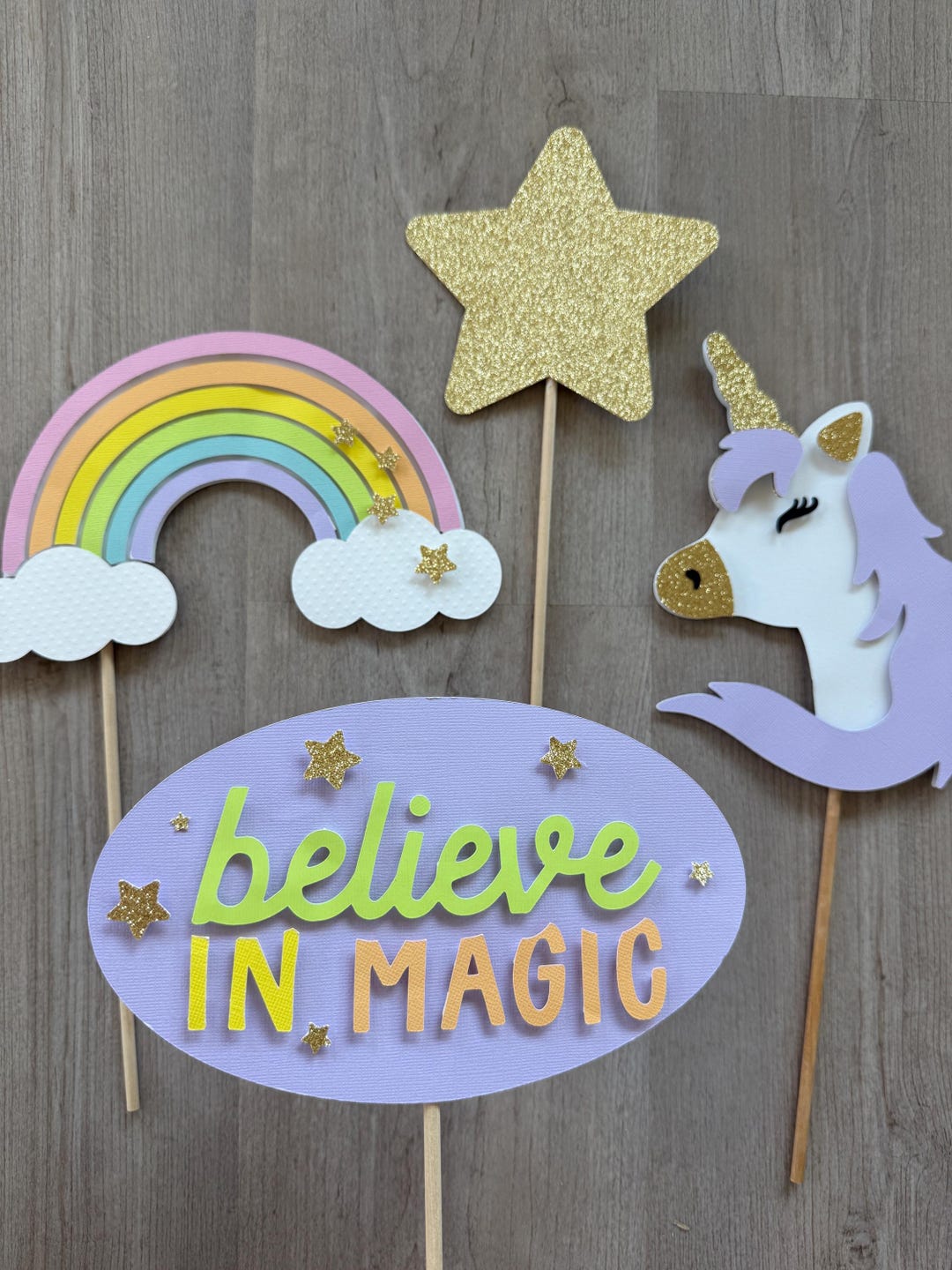 Unicorn Photo Booth Props: Rainbow Party Decorations, Handmade ...