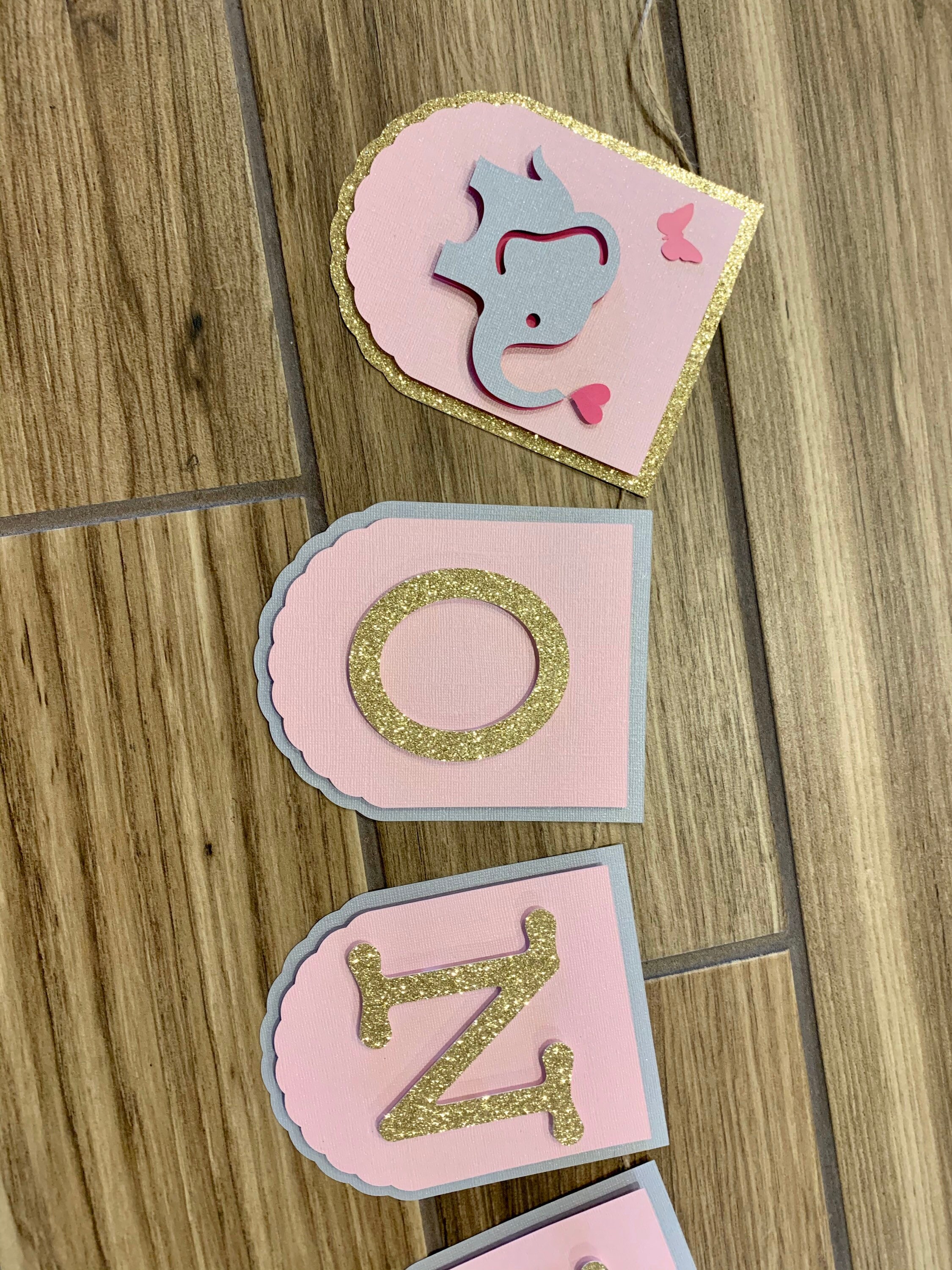 Pink Elephant First Birthday Banner: Handmade Highchair Decoration - Etsy