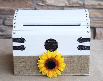 Sunflower Wedding Card Box With Slot Rustic Envelope Holder | Etsy