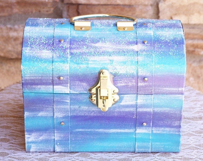 Mermaid Box Treasure Chest With Gold Lock Memory Box - Etsy
