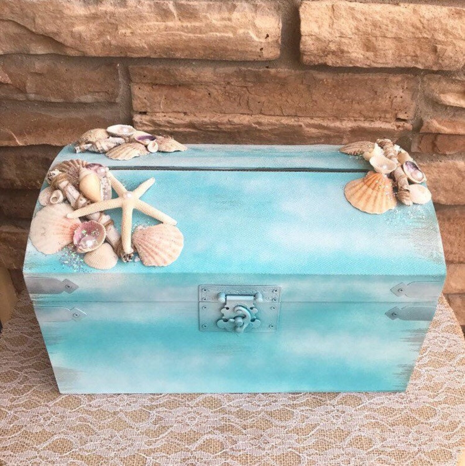 Beach Wedding Card Box Envelope Holder Treasure Chest - Etsy