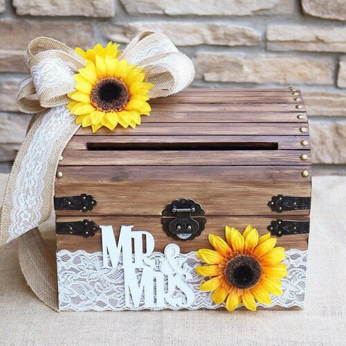 Card Box Sunflower Rustic Wedding Card Box Sunflower | Etsy