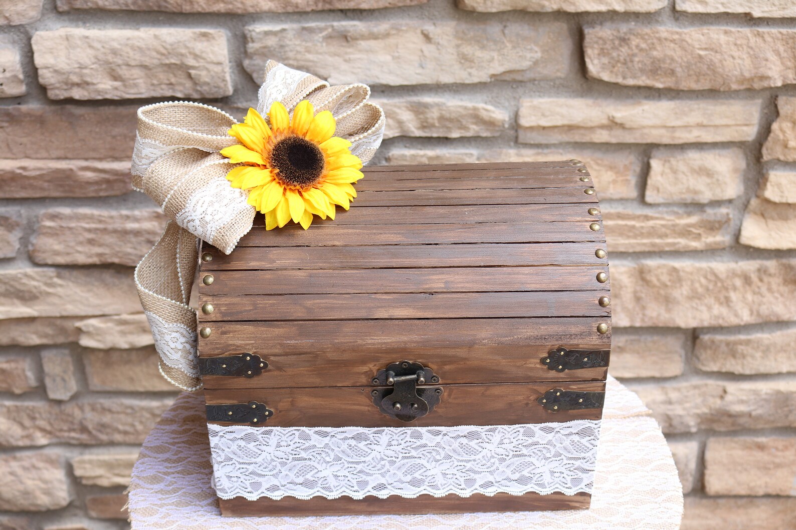 SUNFLOWER Wedding Card Box With Slot Rustic Envelope Holder - Etsy