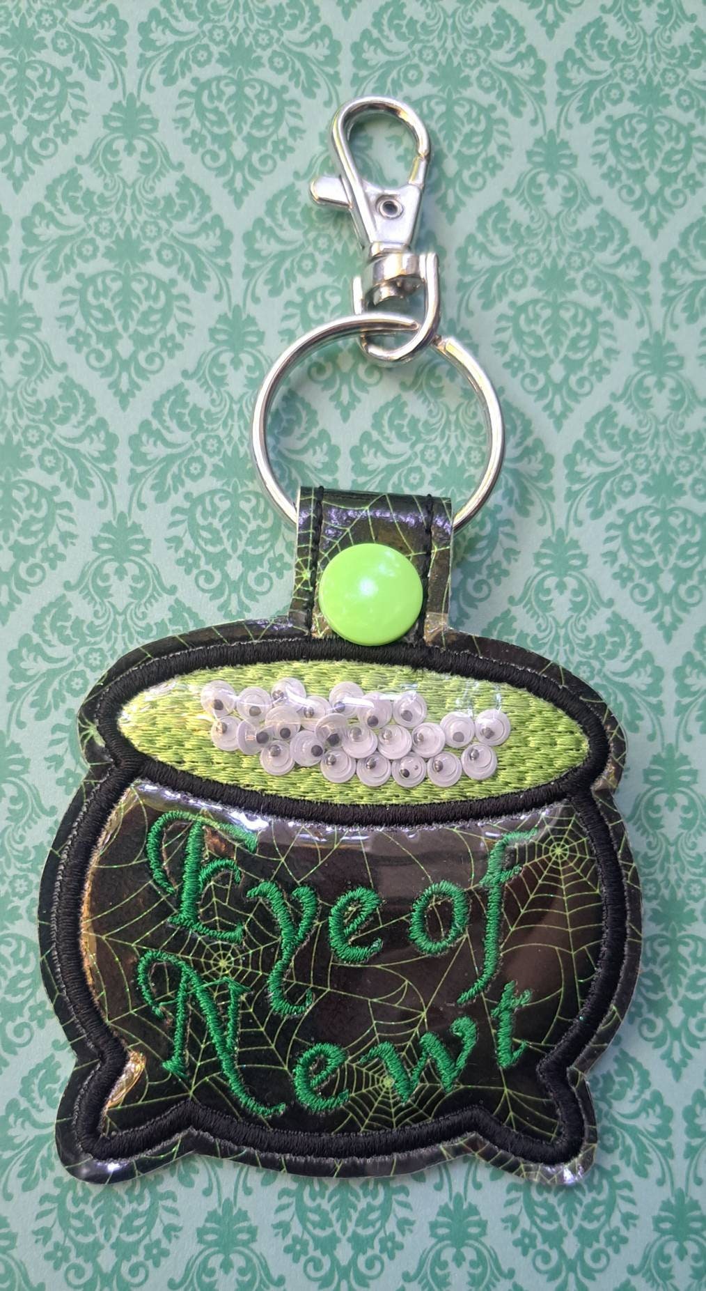 Witch's Cauldron Cute Clip on Keychain, Eye of Newt Handmade Snow Globe ...