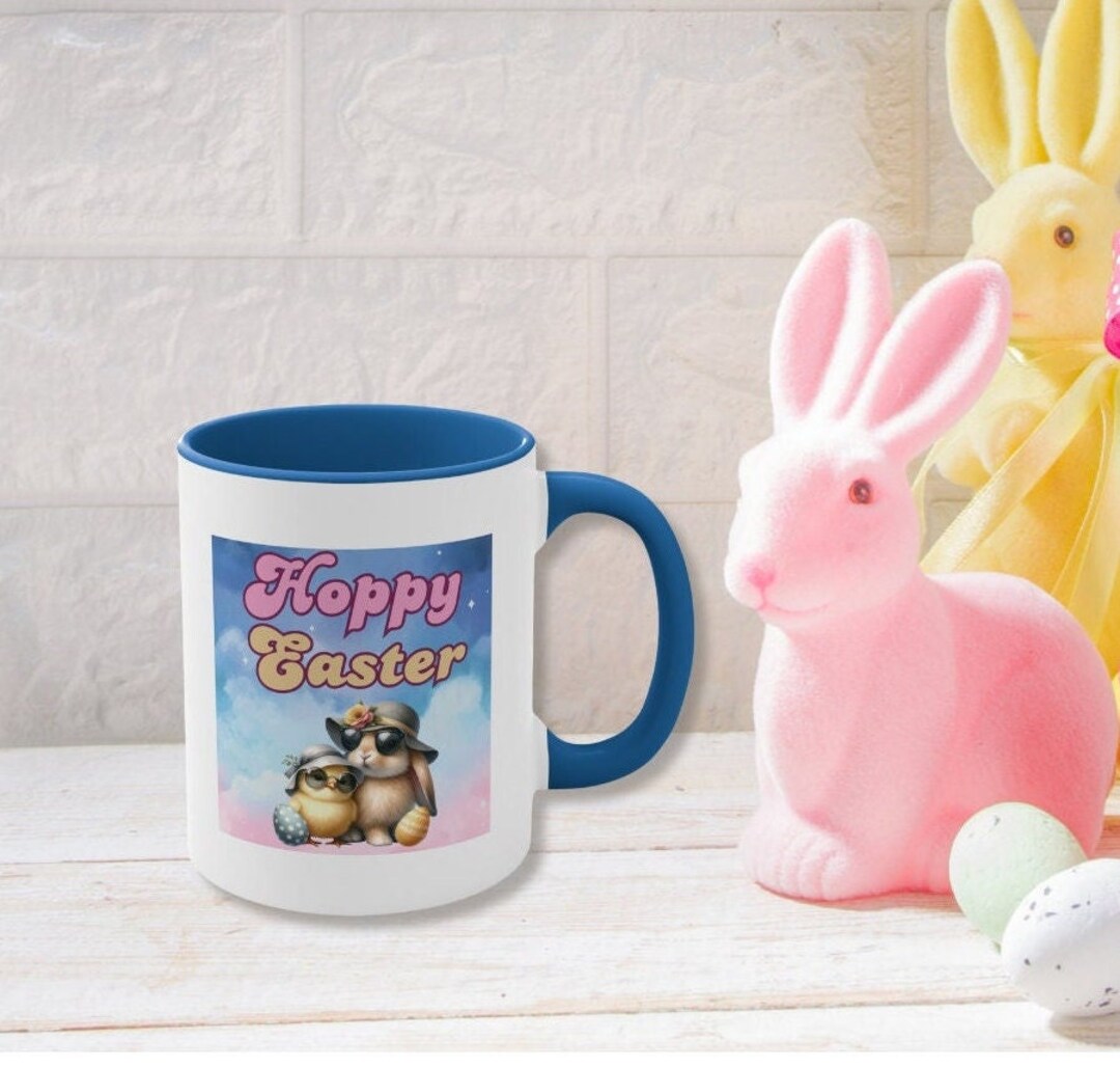 Hoppy Easter, Cute Easter Bunny and Chick Coffee Mug, 11oz, Available ...