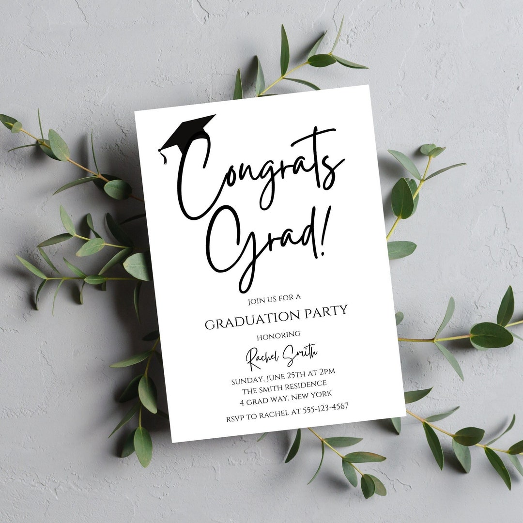 Graduation Invitation Digital Download, Graduation Party Invitation ...